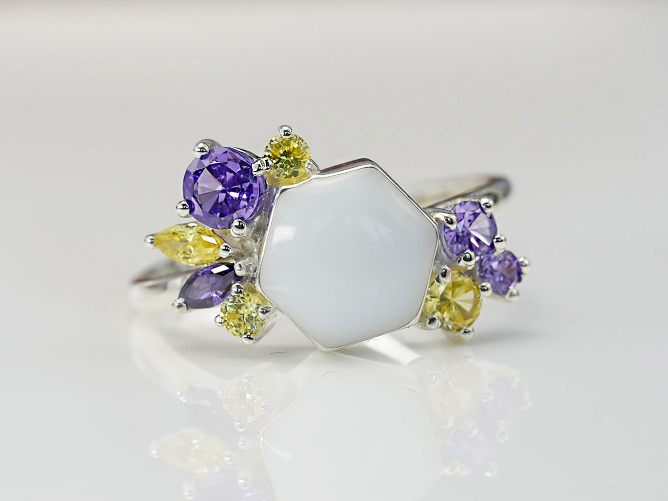 All Milk No Honey Ring with Birth Color Crystals | Breast Milk Rings ...