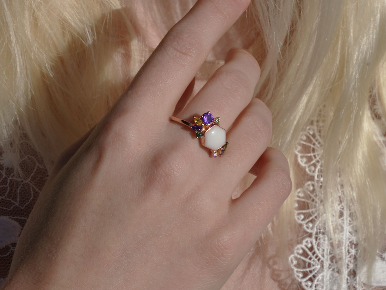 All Milk No Honey Ring with Birth Color Crystals | Breast Milk Rings ...